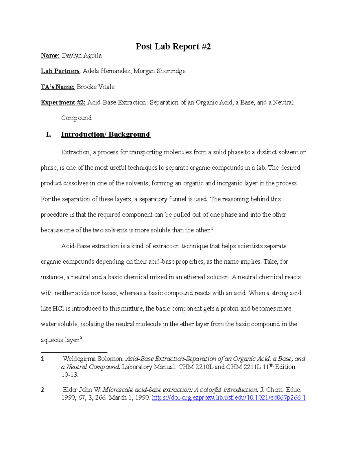 Post Lab Report Experiment #2 - Post Lab Report Name: Daylyn Aguila Lab ...