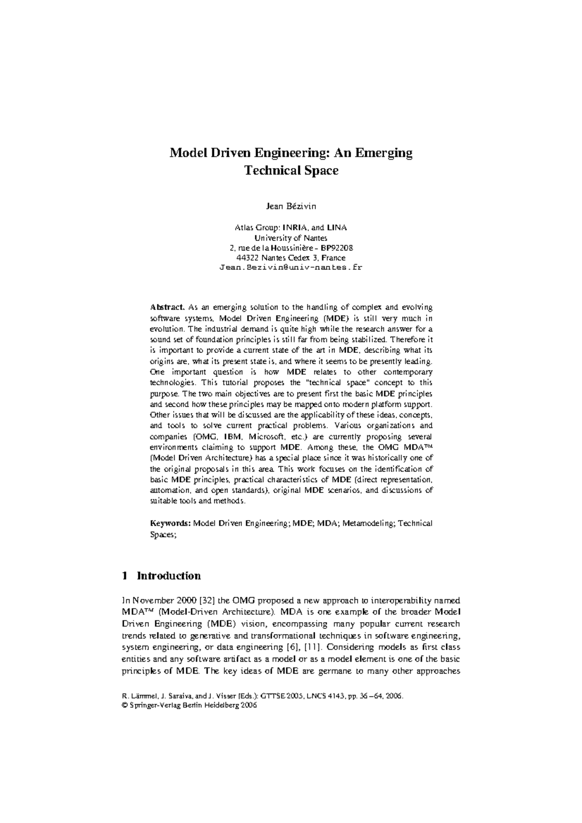 Model Driven Engineering Reading - Model Driven Engineering: An ...