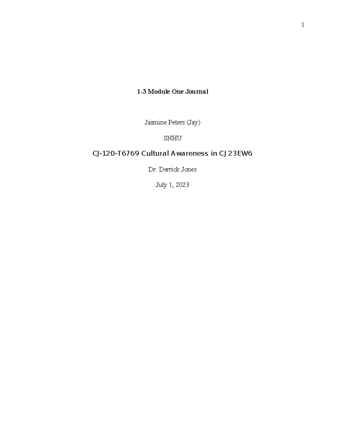 1-3 Module One Journal - 1-3 Module One Journal Jasmine Peters (Jay ...