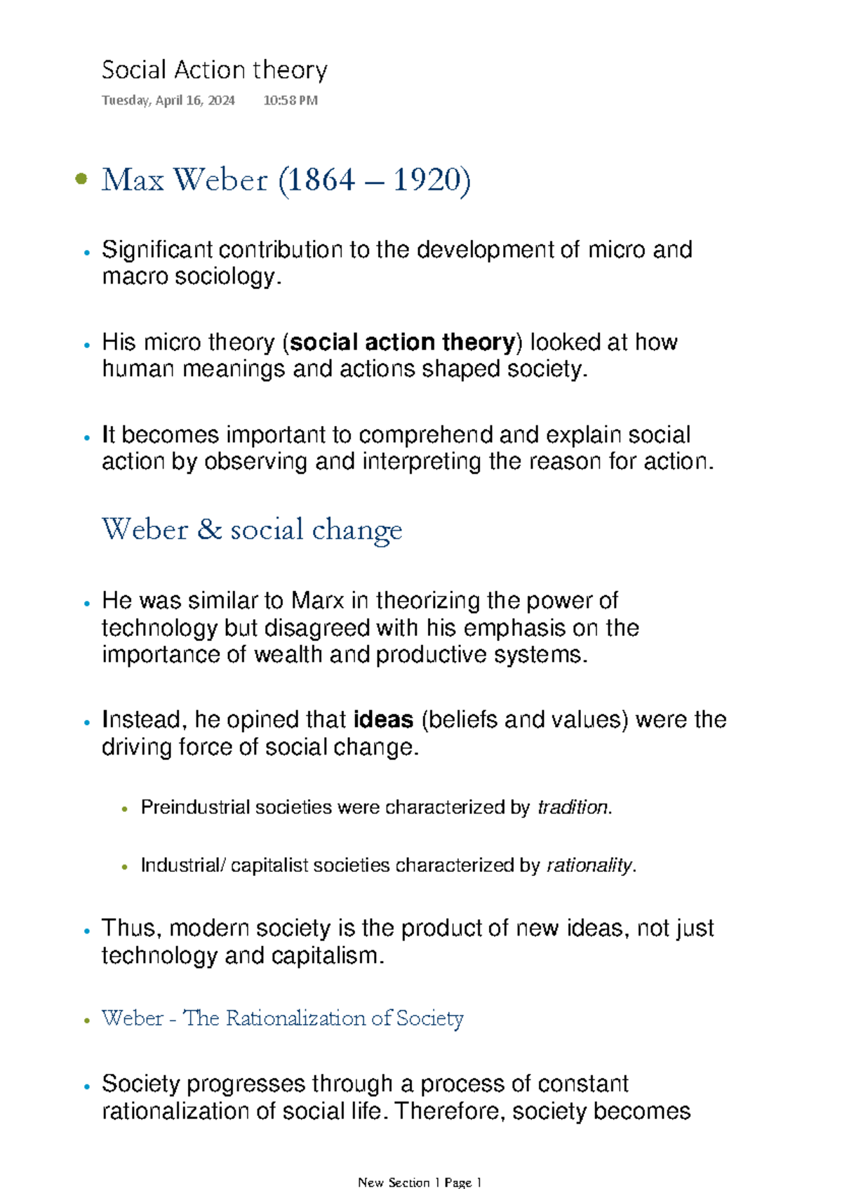 Social Action theory - • Max Weber (1864 – 1920) Significant ...