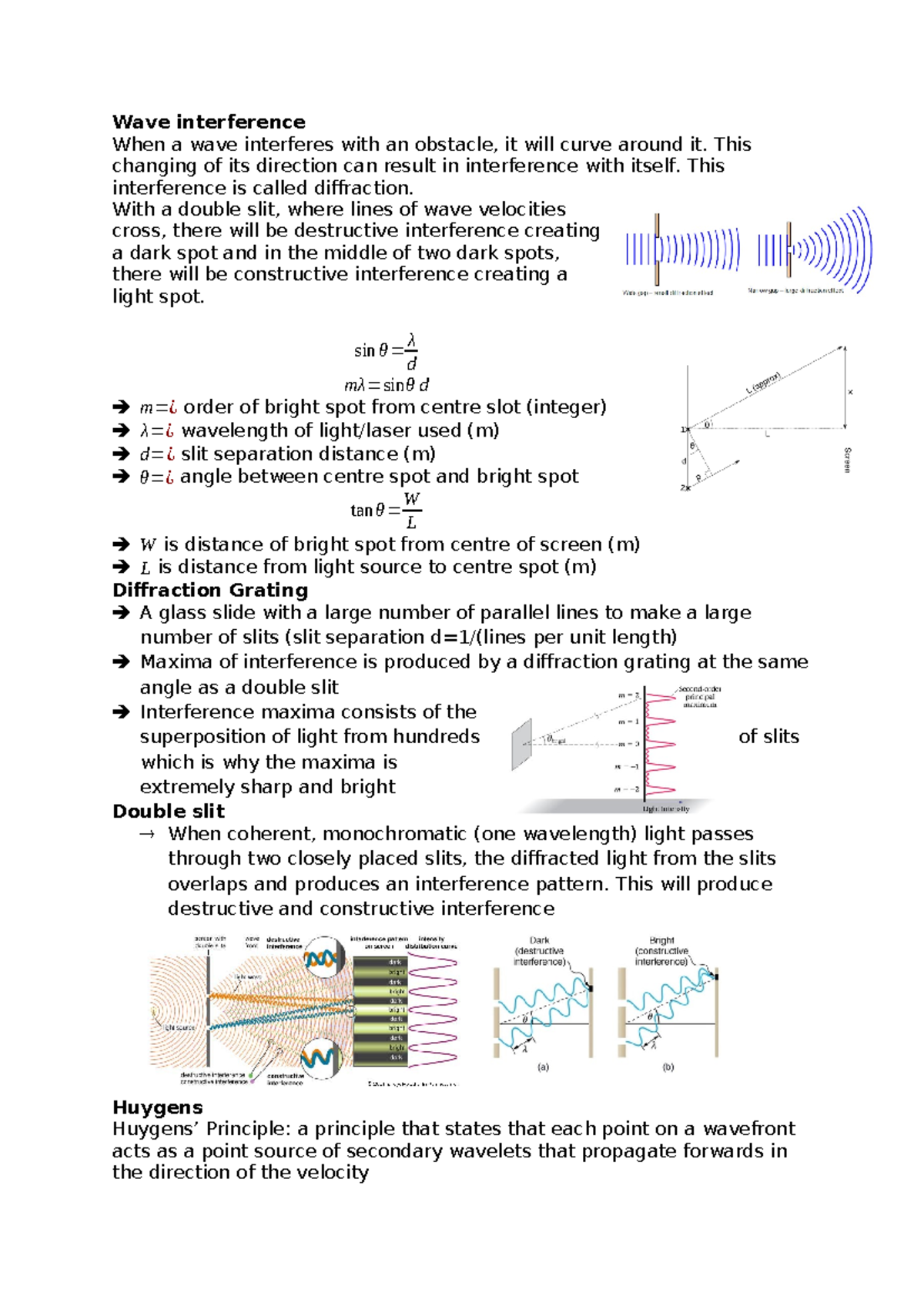 Lab 3 Wave interference - Wave interference When a wave interferes with an obstacle, it will ...