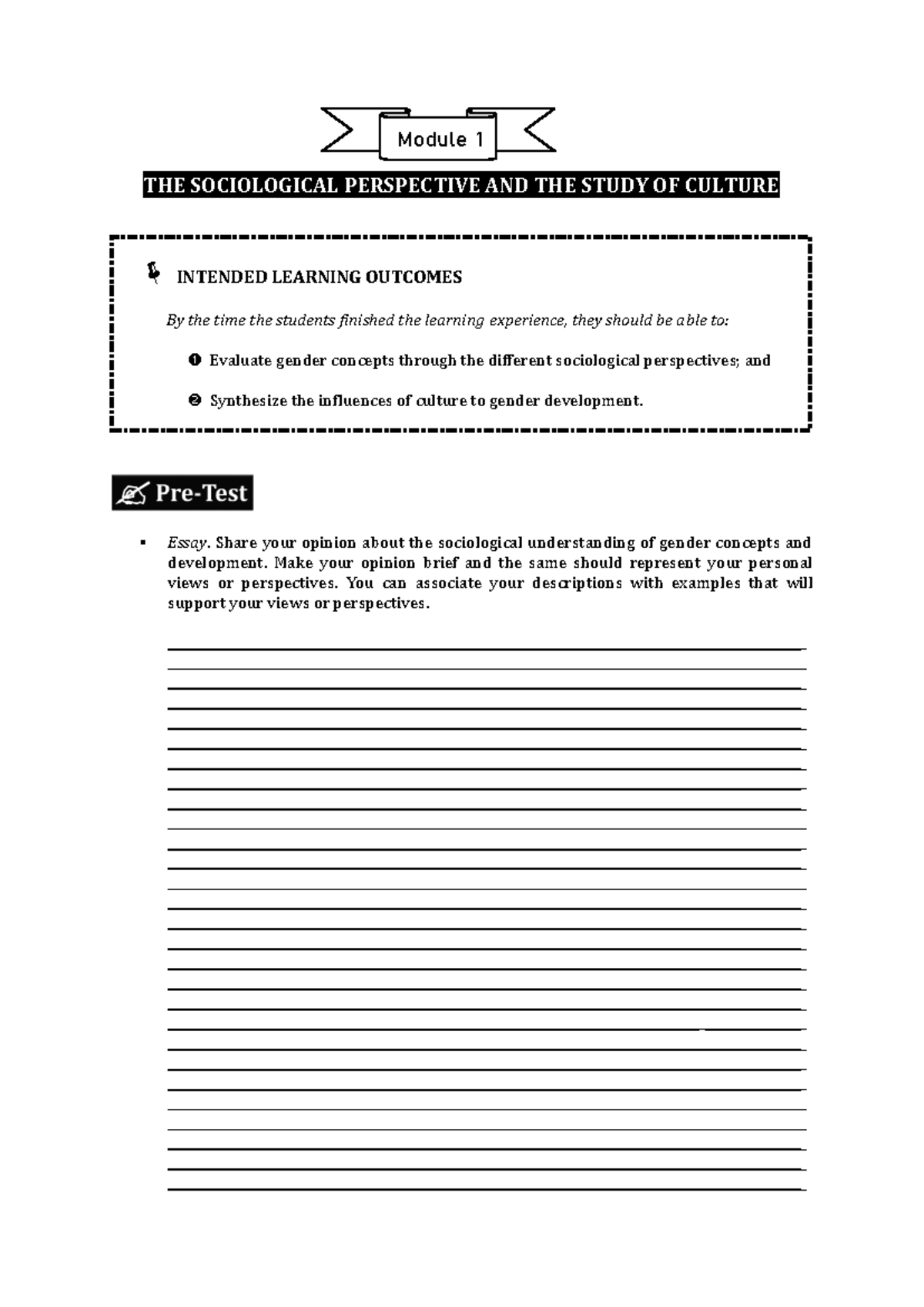 Module 1 THE Sociological Perspective AND THE Study OF Culture THE module-1-the-sociological-perspective-and-the-study-of-culture-the
