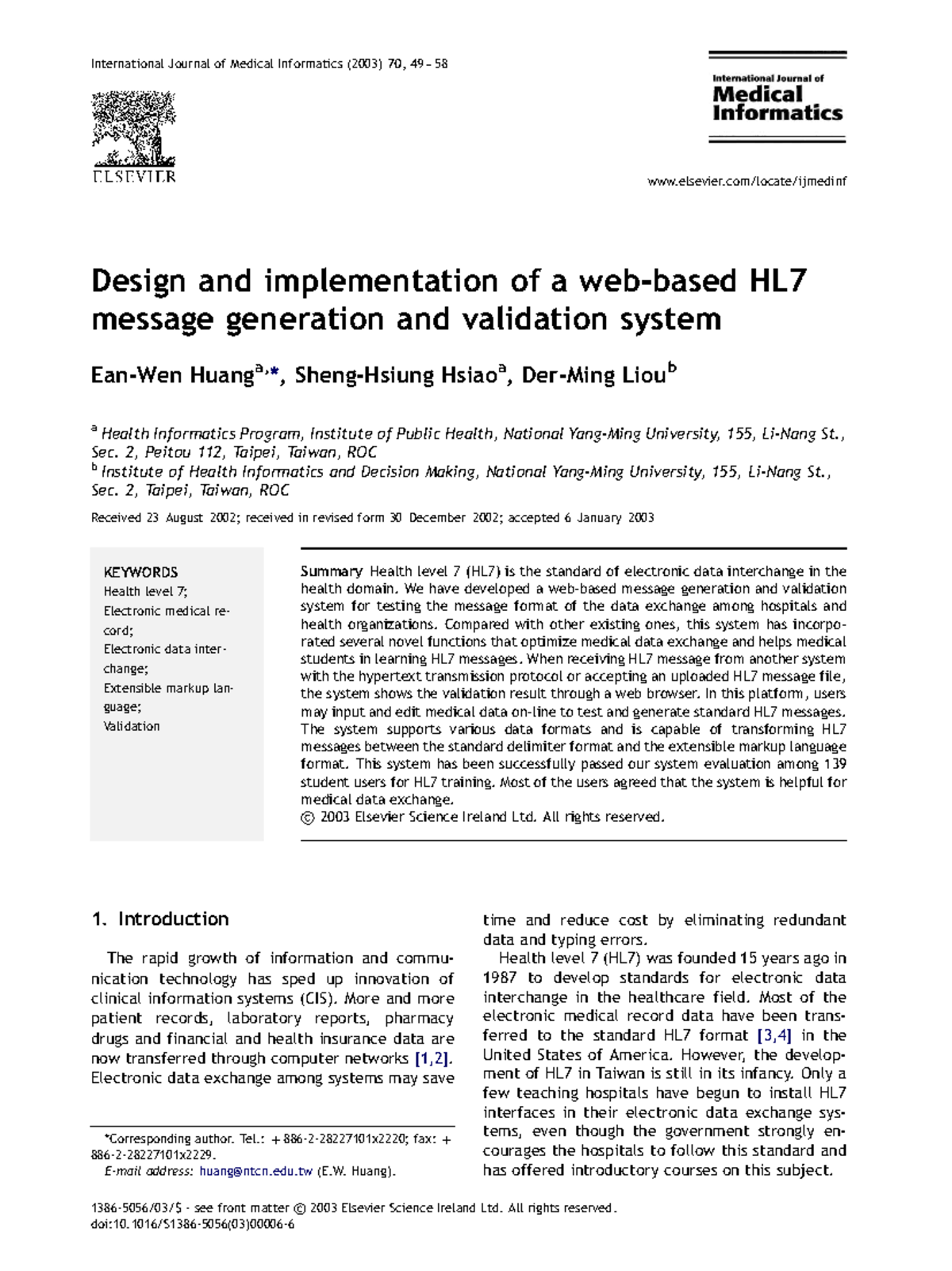 Design and implementation of a web based - Design and implementation of a web-based HL message ...