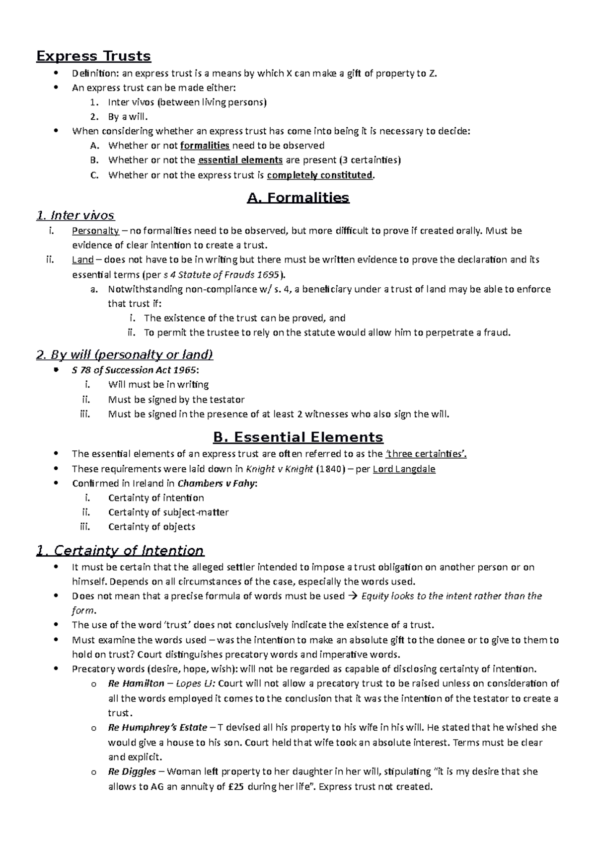 Express Trusts - Express Trusts Definition: an express trust is a means ...