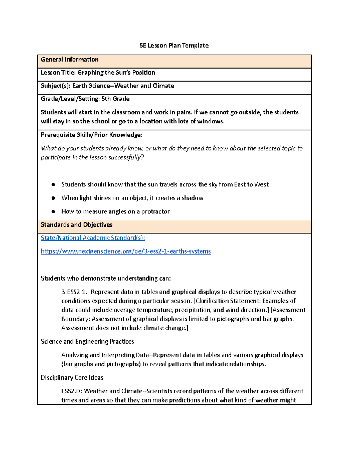 WGU Science 5E Lesson Plan Performance Assessment - 5E Lesson Plan ...