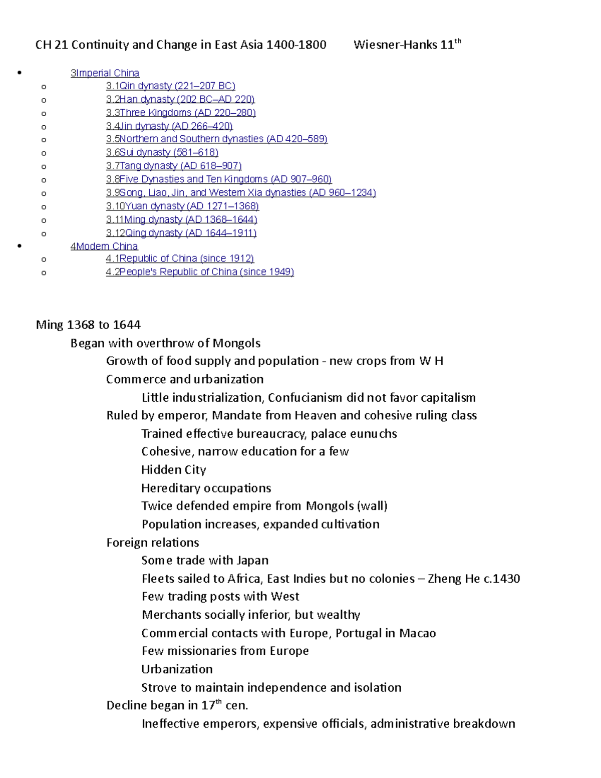 21 Continuity and Change in E Asia 1400-1800-1 - Few trading posts with ...