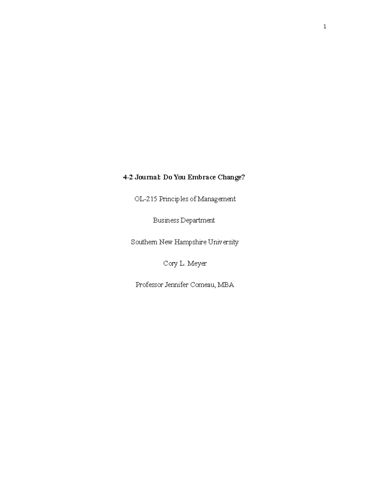 4.2 Journal. Do you embrace change - 4-2 Journal: Do You Embrace Change ...