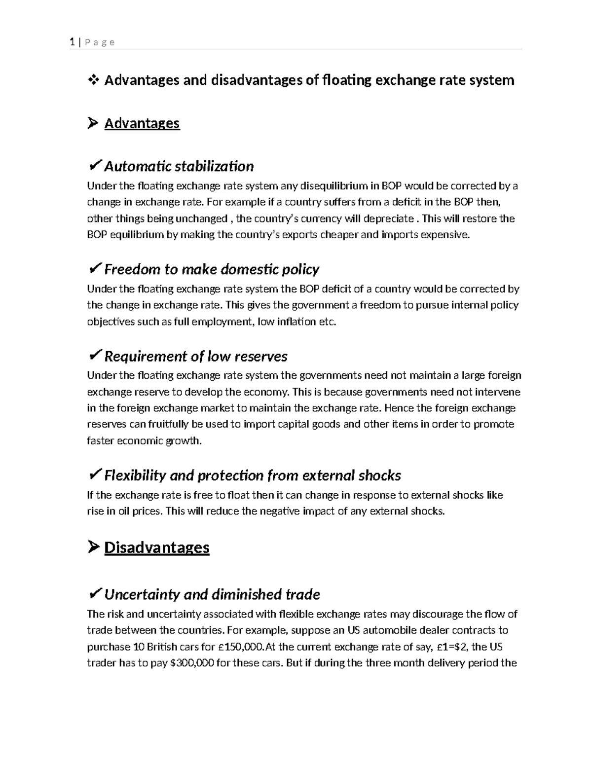 Ad-disad - Advantages and disadvantages of floating point exchange ...