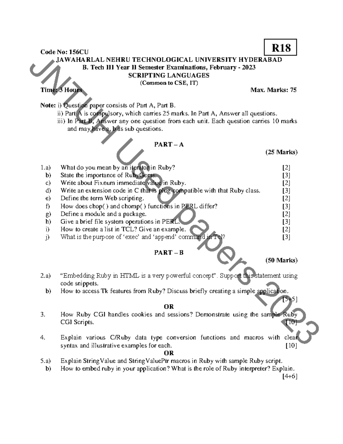 February-2023 - Code No: 156CU JAWAHARLAL NEHRU TECHNOLOGICAL ...