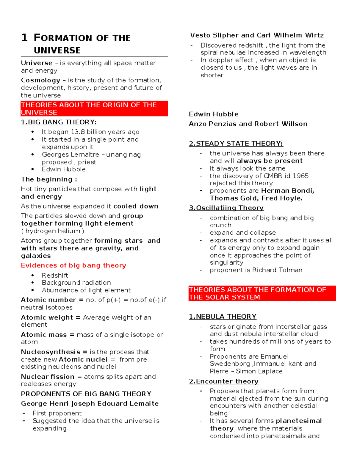 Formation of the universe - 1 FORMATION OF THE UNIVERSE Universe – is ...