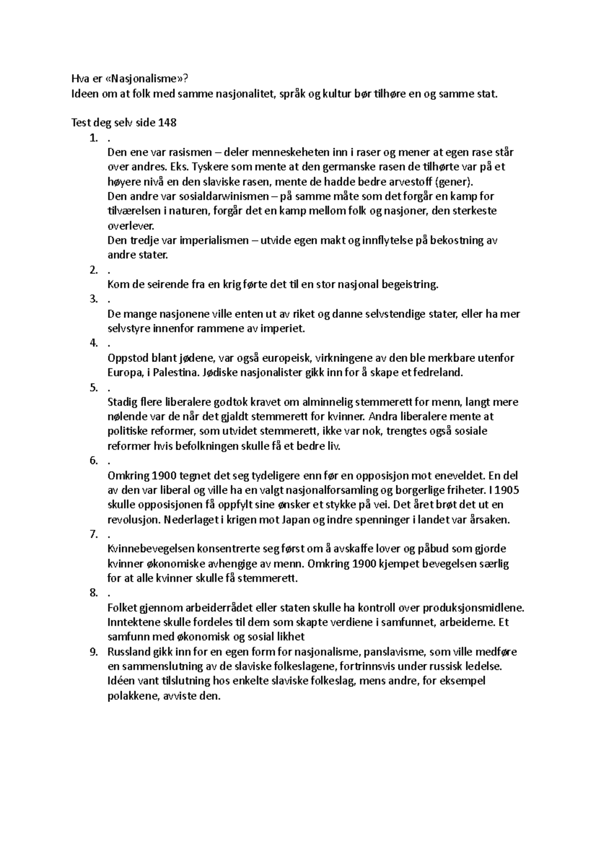 Test deg selv side 148 - hist - Hva er «Nasjonalisme»? Ideen om at folk ...
