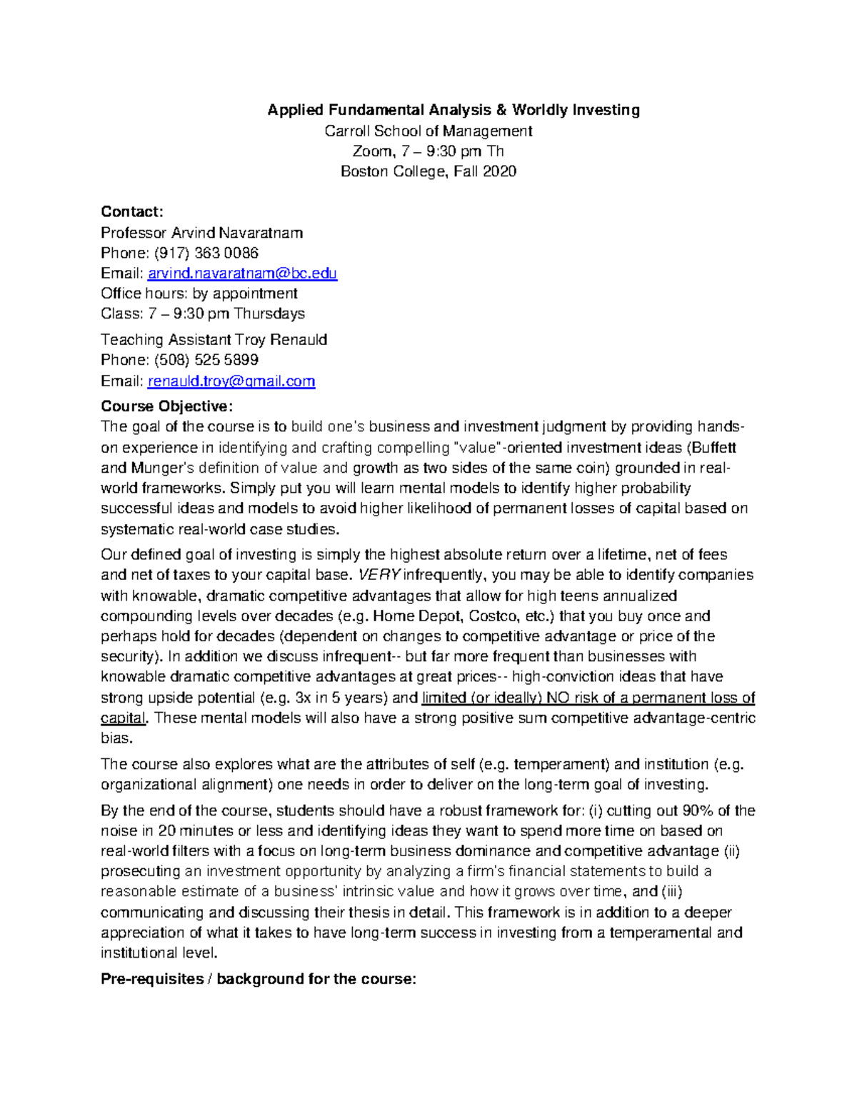 Applied Fundamental Analysis Syllabus Fall 2020 - Applied Fundamental ...