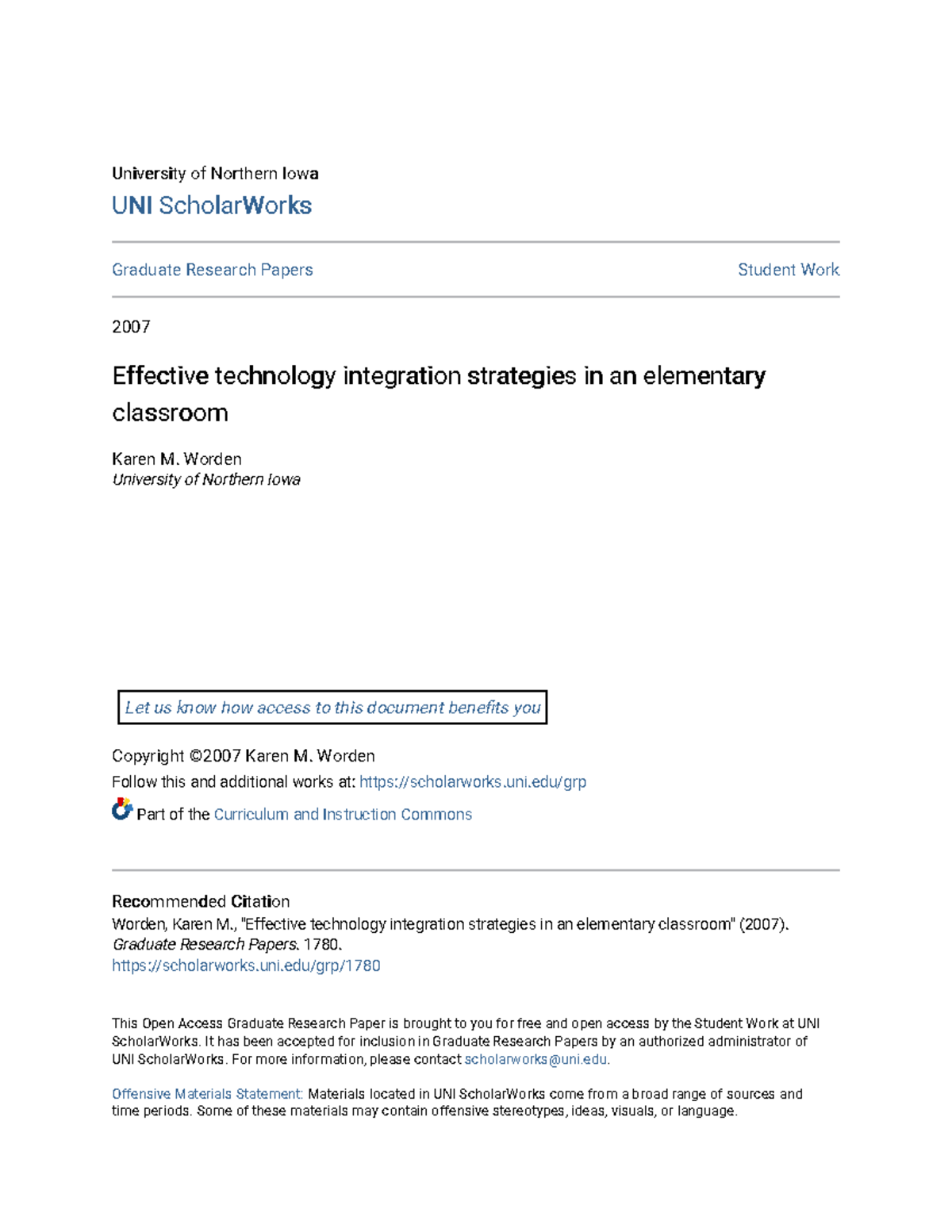 Effective technology integration strategies in an elementary clas ...