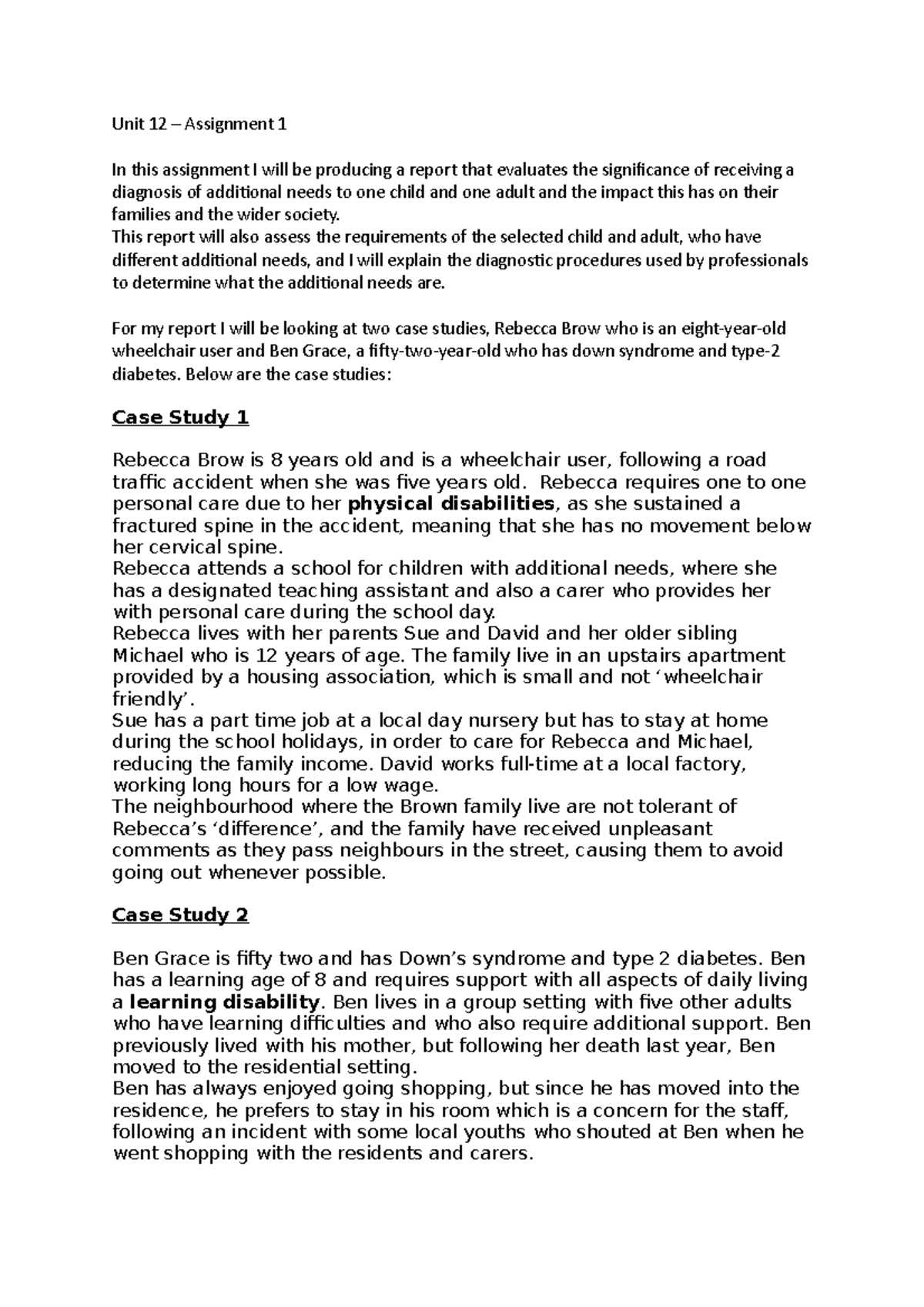 Unit 12 - all criteria achieved - Unit 12 – Assignment 1 In this ...