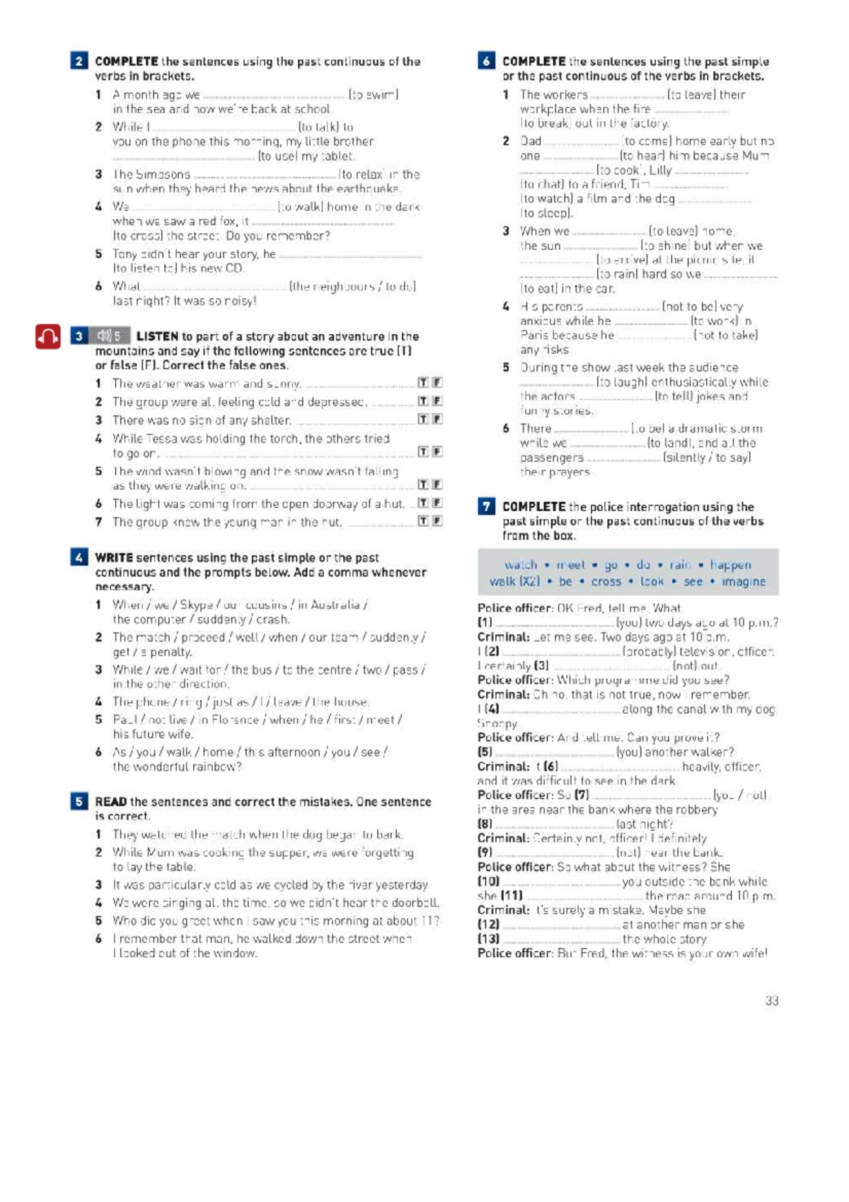 Esercizi simple past e past continuous Fronte 1 - LIngua inglese - Studocu