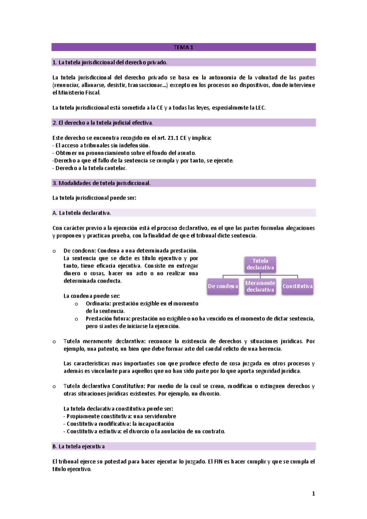 Apunts processal primer quatri docx - TEMA 1 La tutela jurisdiccional del derecho privado. La ...