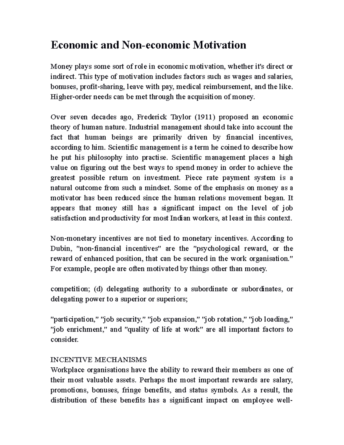 Economic and Non-economic Motivation - This type of motivation includes ...