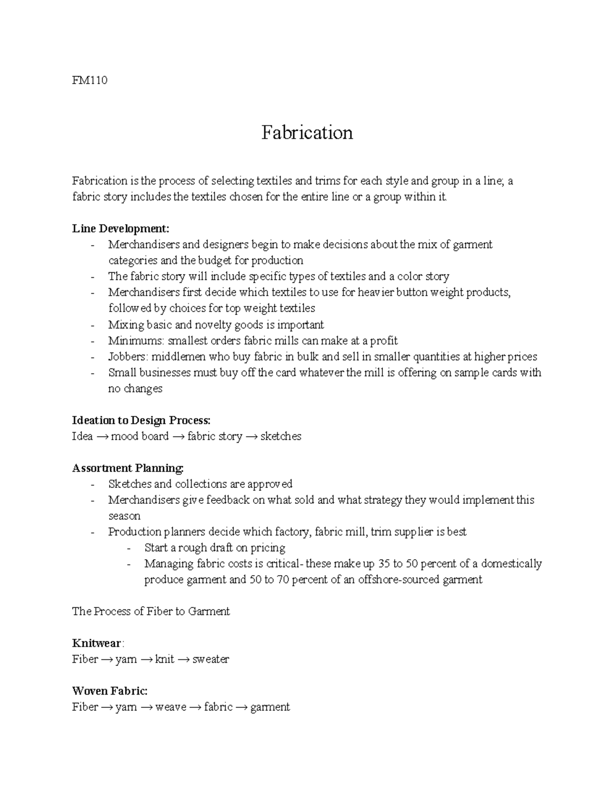 FM110 Fabrication Notes - FM Fabrication Fabrication is the process of ...