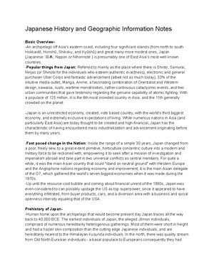 Japanese History and Geographic Information Notes 3 - The Tokyo ...