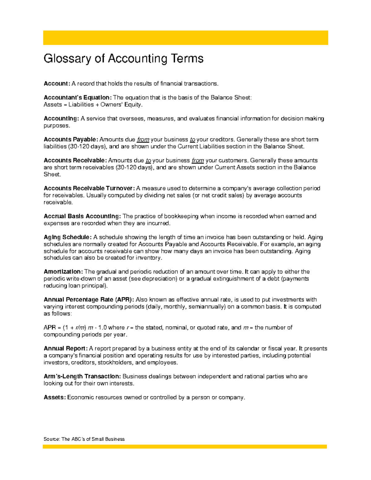 Accounting dictionary, terms and definitions - Glossary of Accounting ...