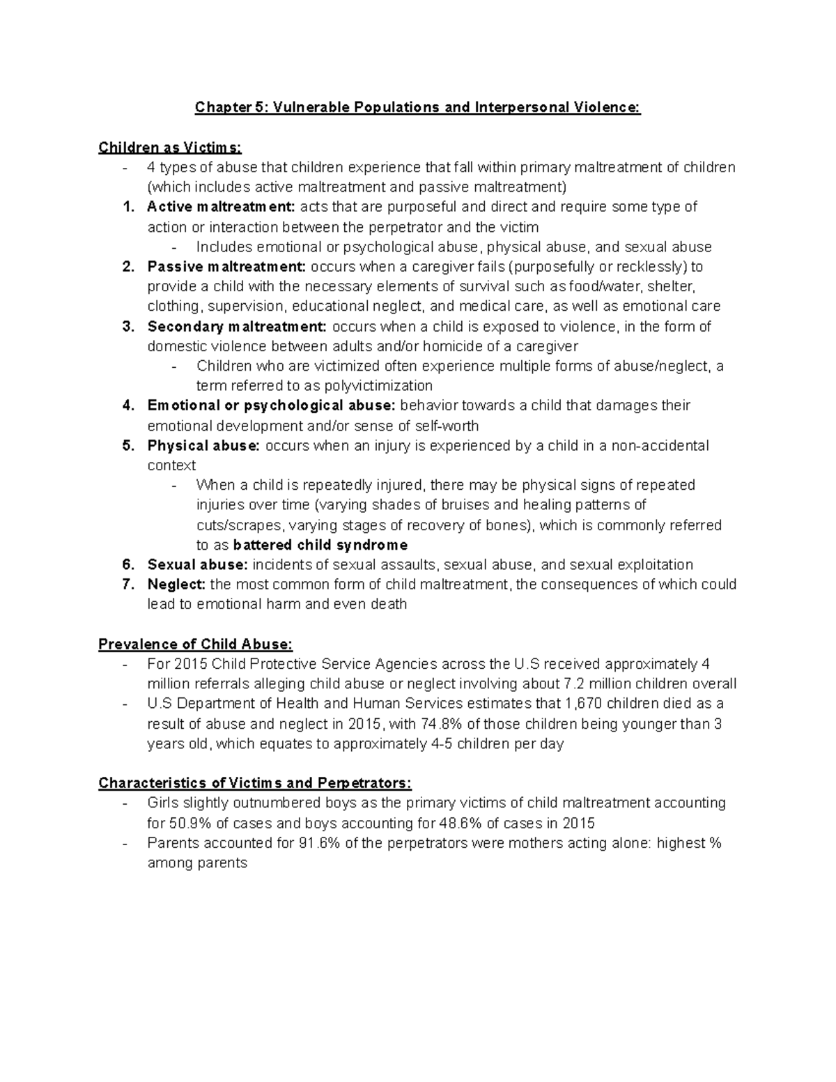 Reflection - notes - Chapter 5: Vulnerable Populations and ...