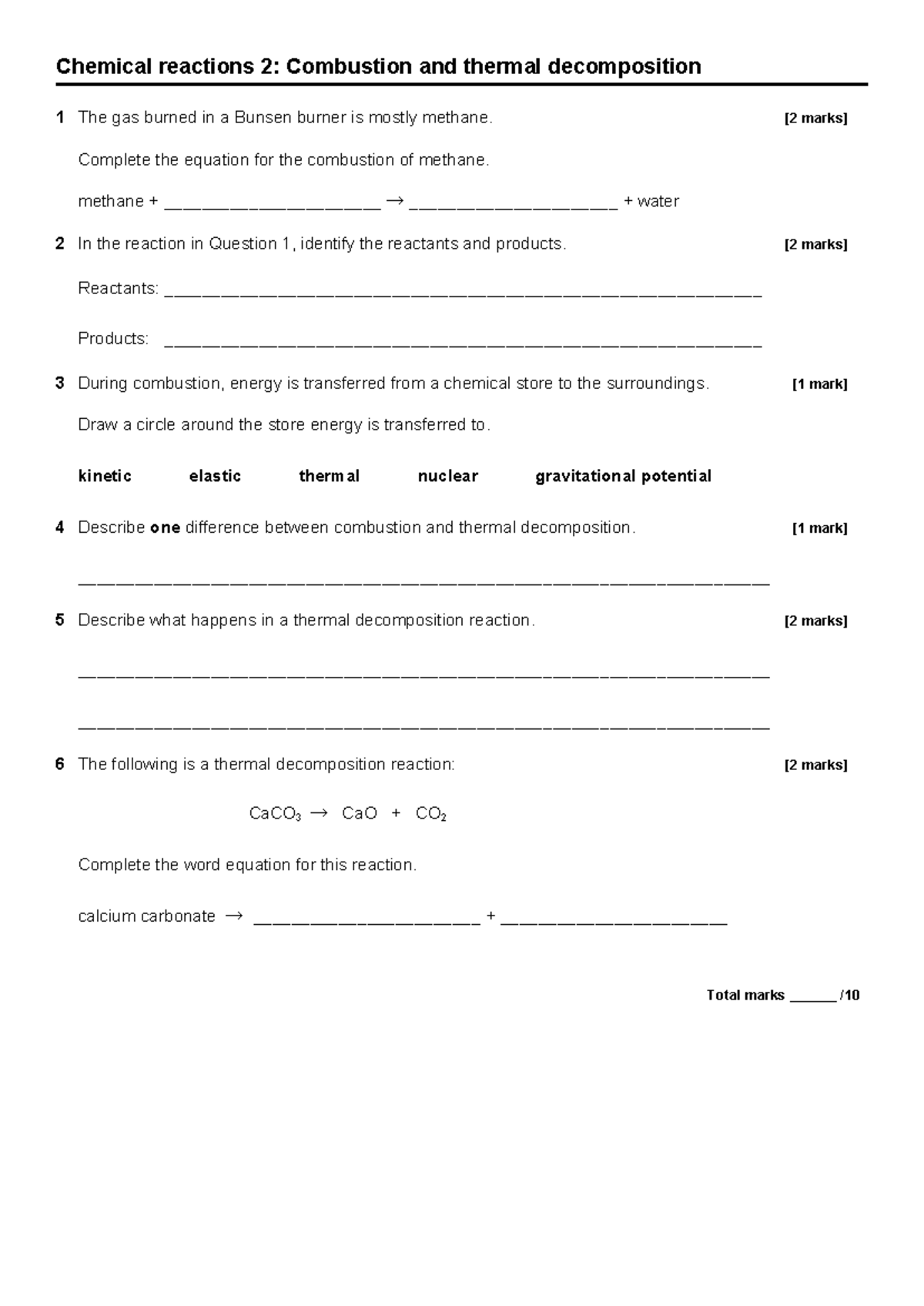 Consolidation HW - ……. - Chemical reactions 2: Combustion and thermal ...