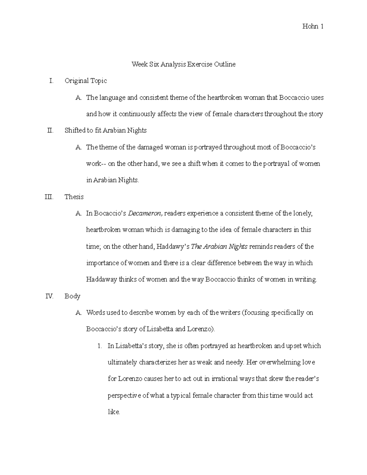 Analysis Exercise Study Guide for Arabian Nights - Week Six Analysis ...