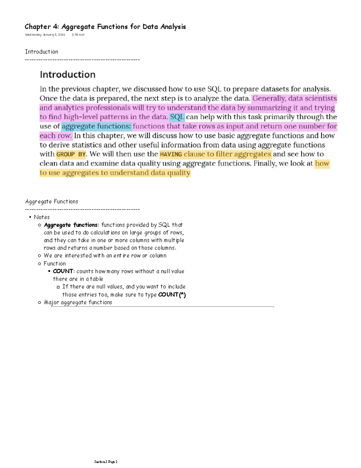 D191 Ch4Notes - Notes on chapter 4 in the course. - Introduction ...