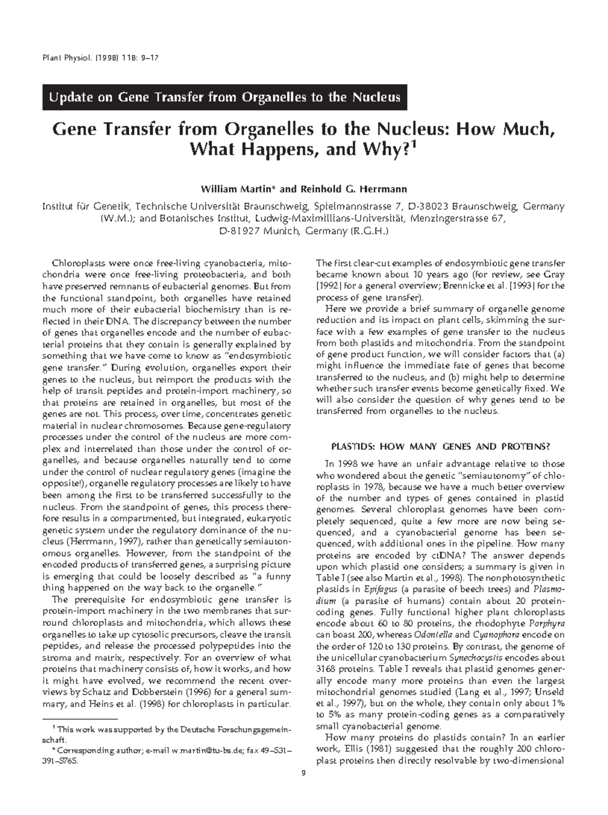 Gene transfer from organelles to nucleus - Update on Gene Transfer from ...