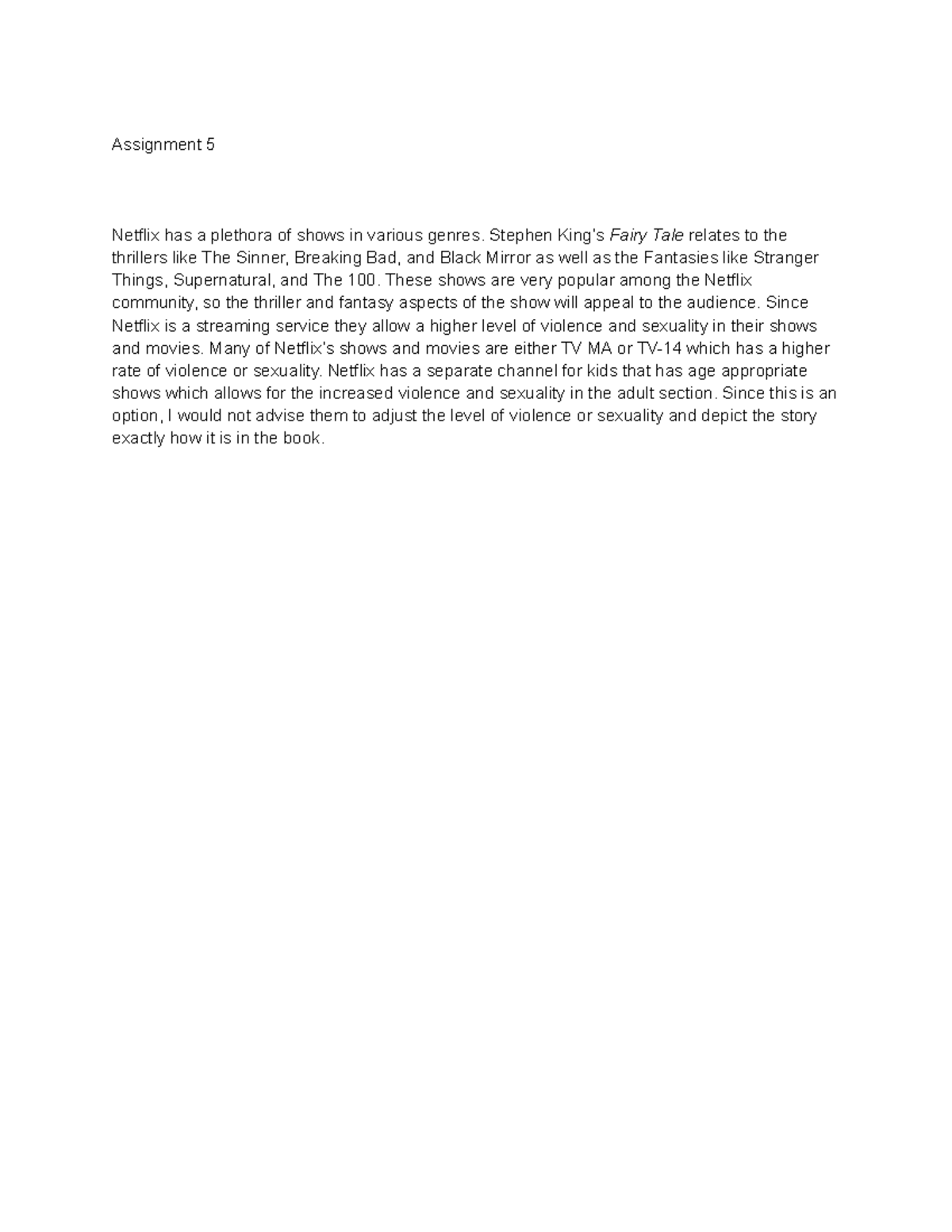 Assignment 5 COM CO 101 - John Hall, David Abel, Arunima Krishna ...