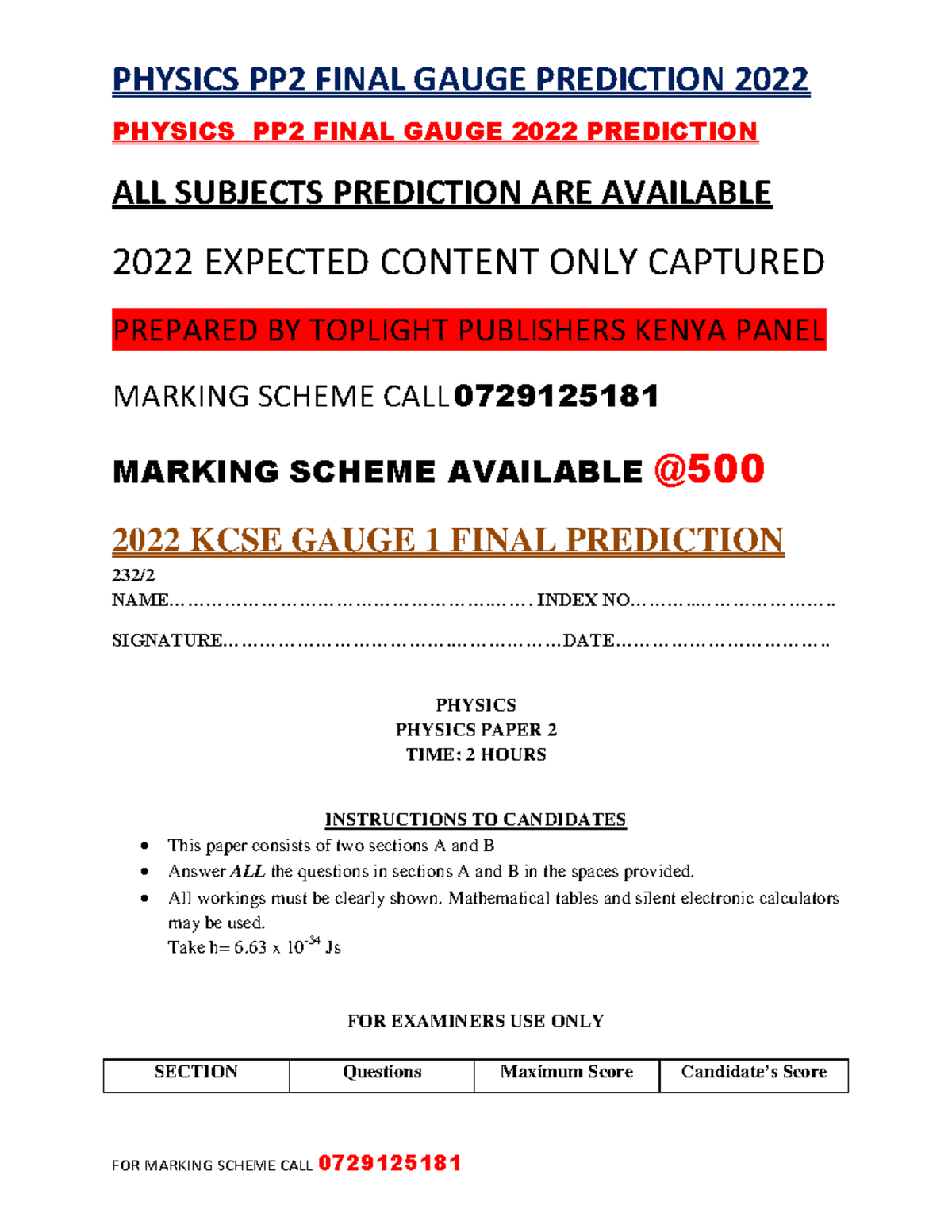 Physics PP2 Final Gauge 2022 Prediction - PHYSICS PP2 FINAL GAUGE 2022 ...