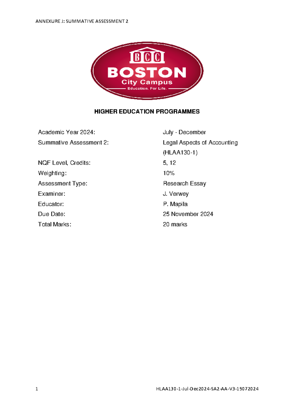 J. HLAA130-1-Jul-Dec2024-SA2-AA-V3-19072024 - HIGHER EDUCATION ...