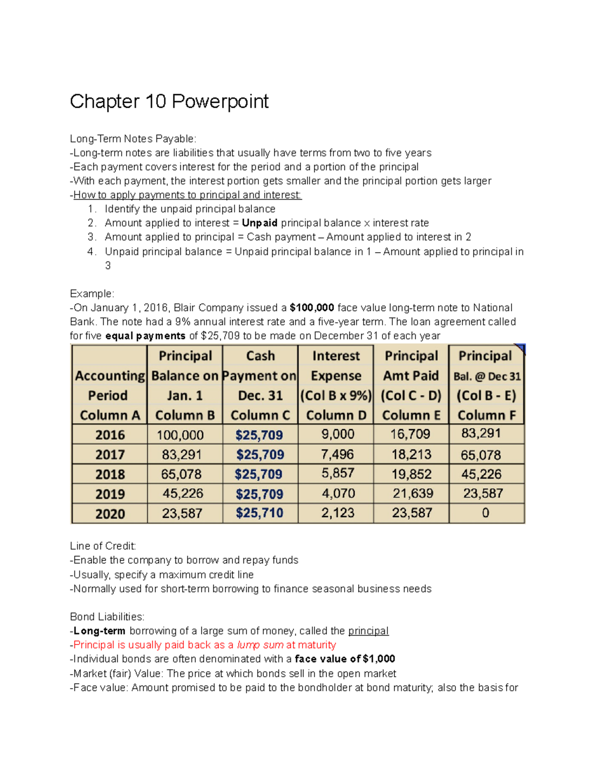 Chapter 10 Notes - Chapter 10 Powerpoint Long-Term Notes Payable: -Long ...
