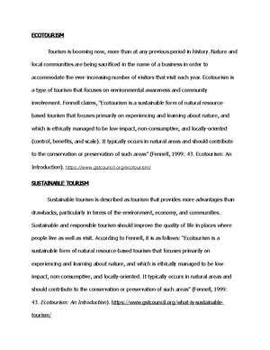 Intro to tourism - Introduction to Travel & Tourism Industry - Studocu