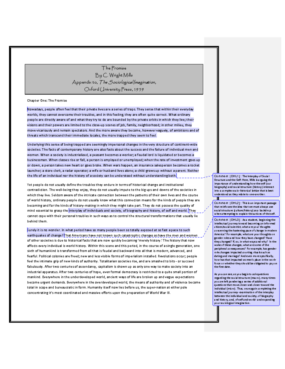 The Promise - Sociology chapter - The Promise By C. Wright Mills ...