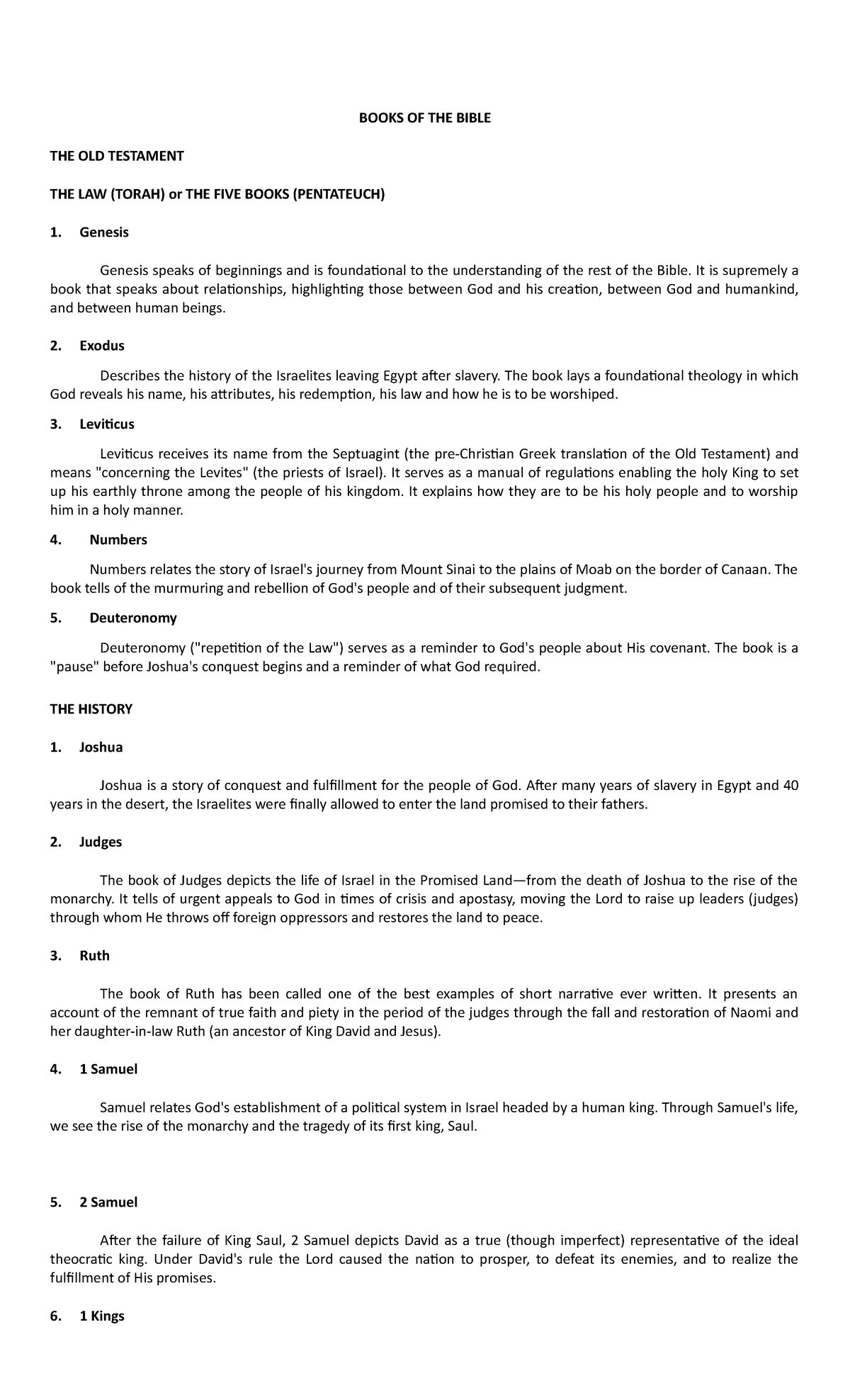 Books OF THE Bible - great book - BOOKS OF THE BIBLE THE OLD TESTAMENT ...