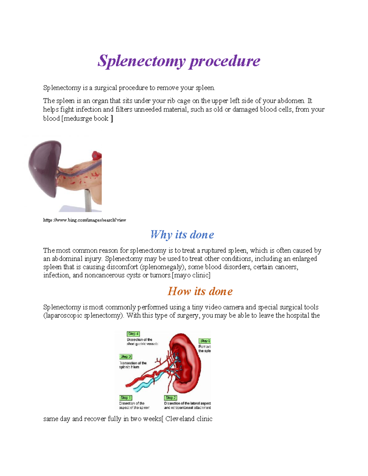 Spleenectomy - Research paper on splenectomy - Splenectomy procedure ...