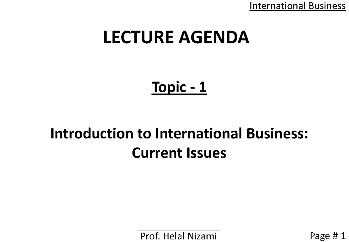 Topic-1 (PDF) - marketing - LECTURE AGENDA Topic - 1 Introduction to ...