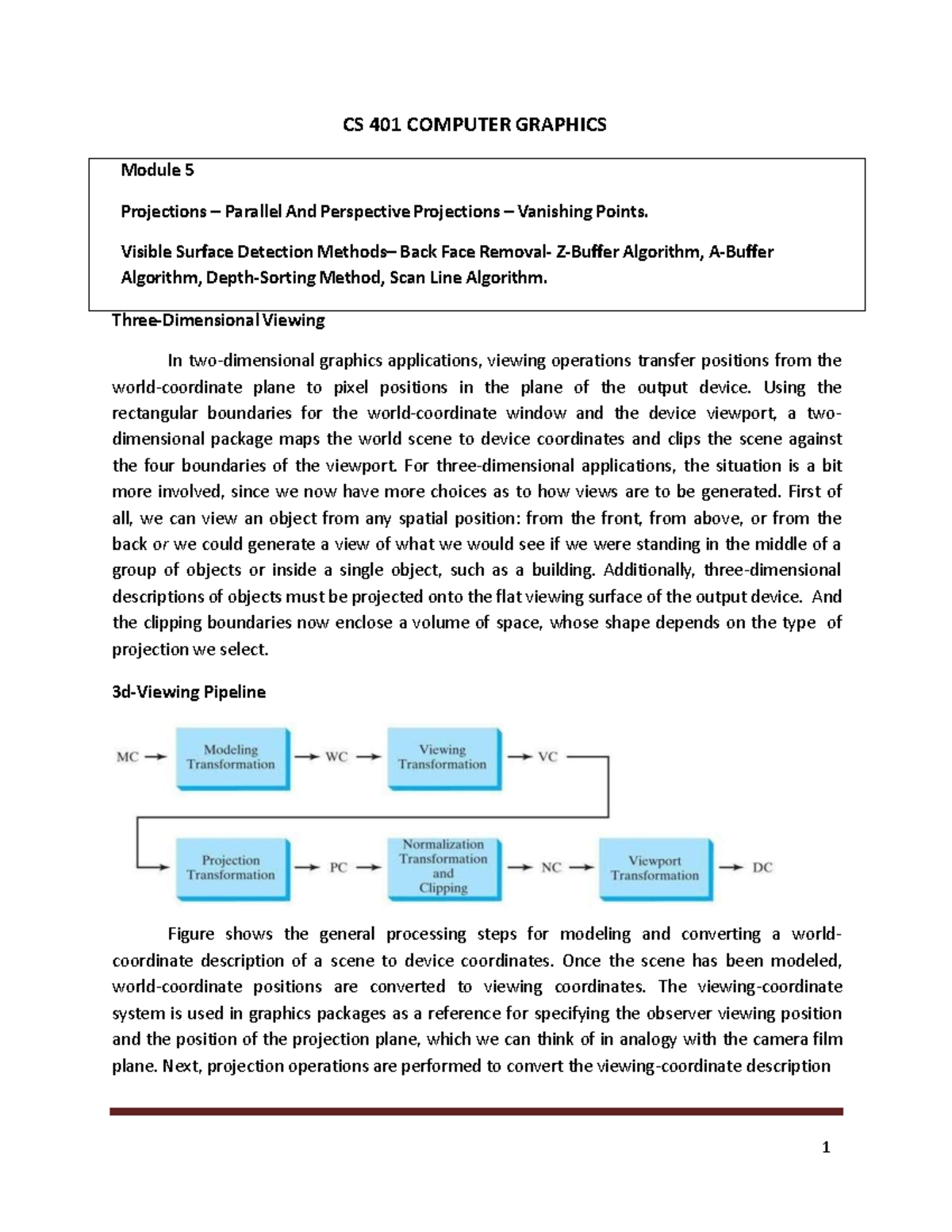 PYTHON LANGUAGE NOTES-2 - Module 5 Projections –Parallel And ...