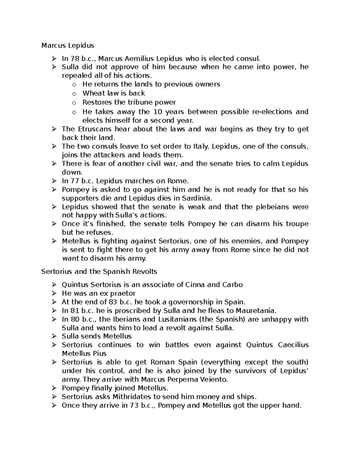 Lesson 10 - Lecture notes 10 - Marcus Lepidus In 78 b., Marcus Aemilius ...