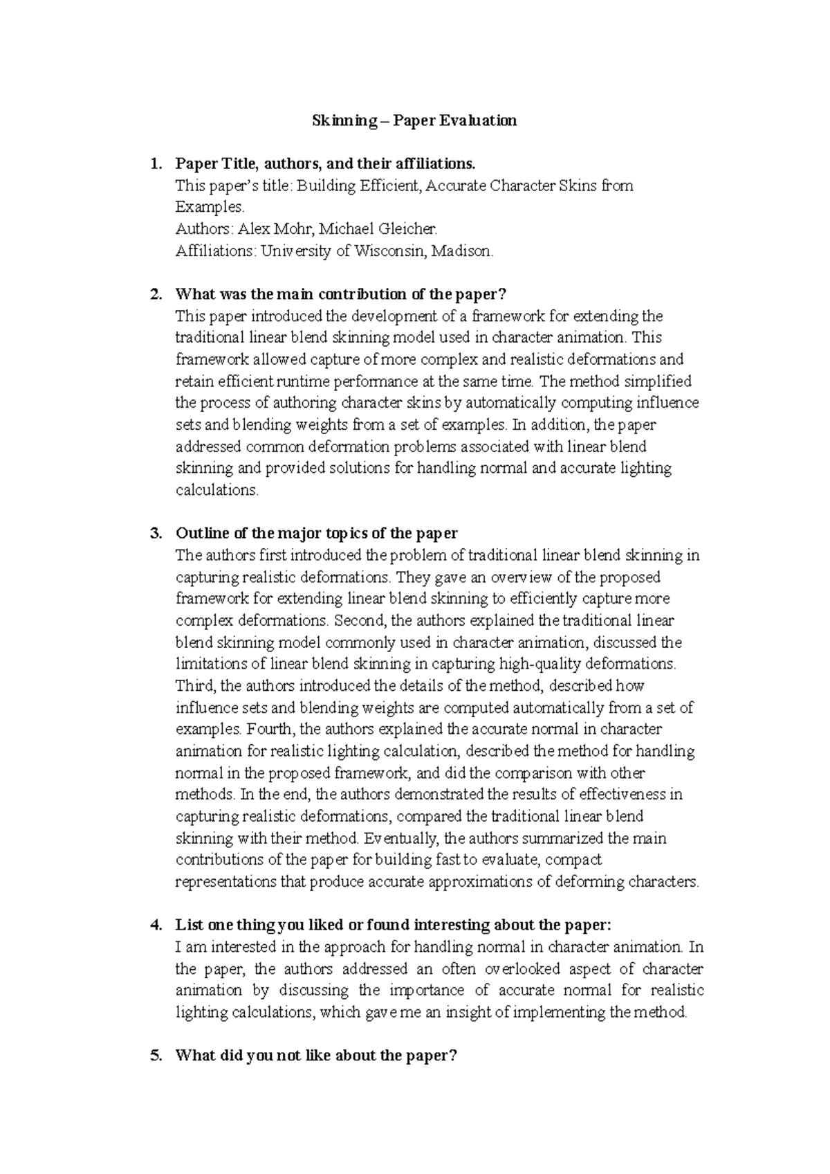 Primer Paper Evaluation Skinning - Skinning – Paper Evaluation Paper ...