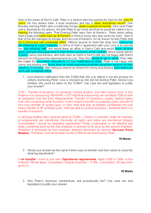 BCEA Basic Conditions of Employment Act Summary - Wits University - Studocu