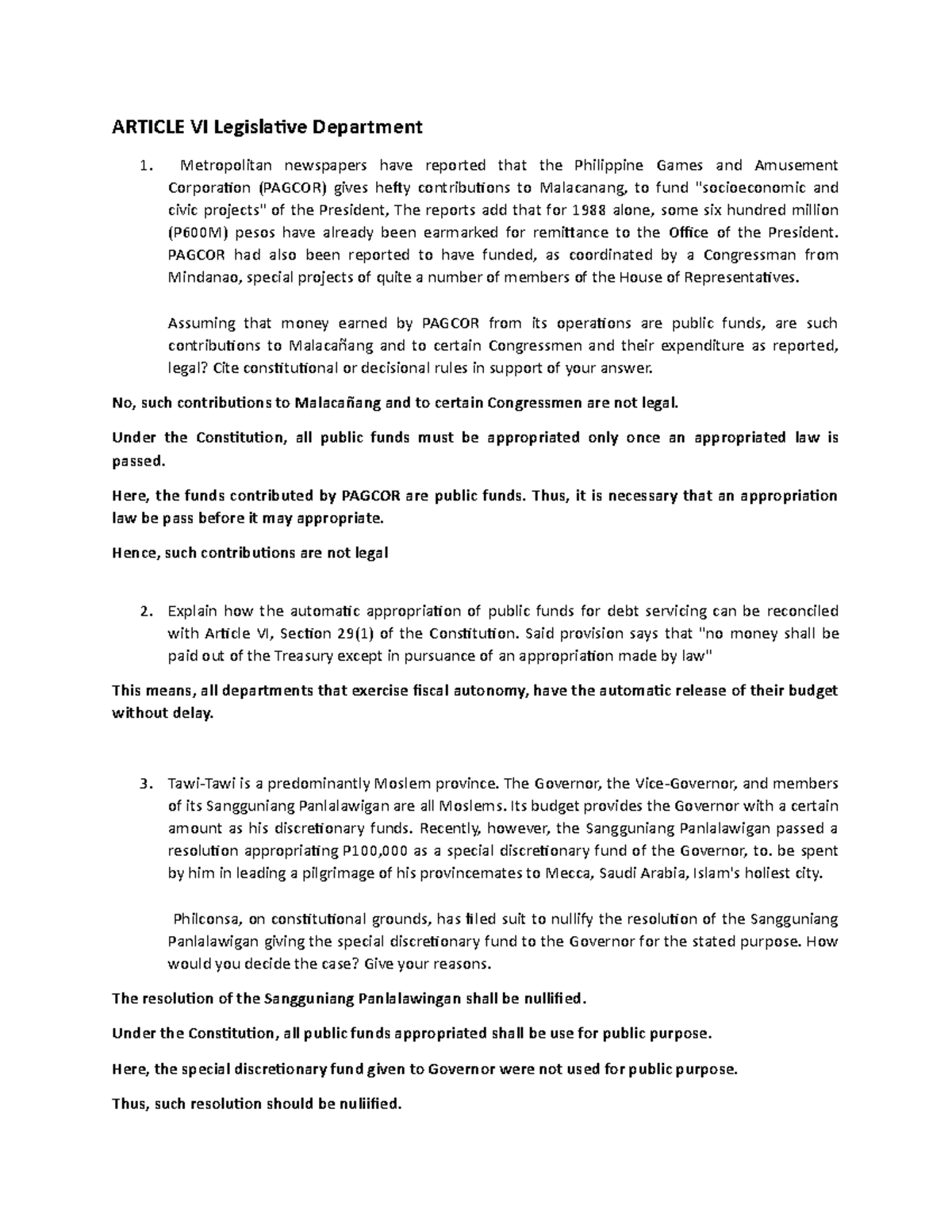 Article VI Legislative Department - ARTICLE VI Legislative Department ...