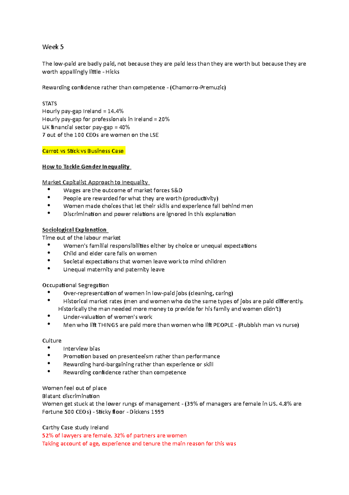 Week 5 - Summary of week 5 - Week 5 The low-paid are badly paid, not ...
