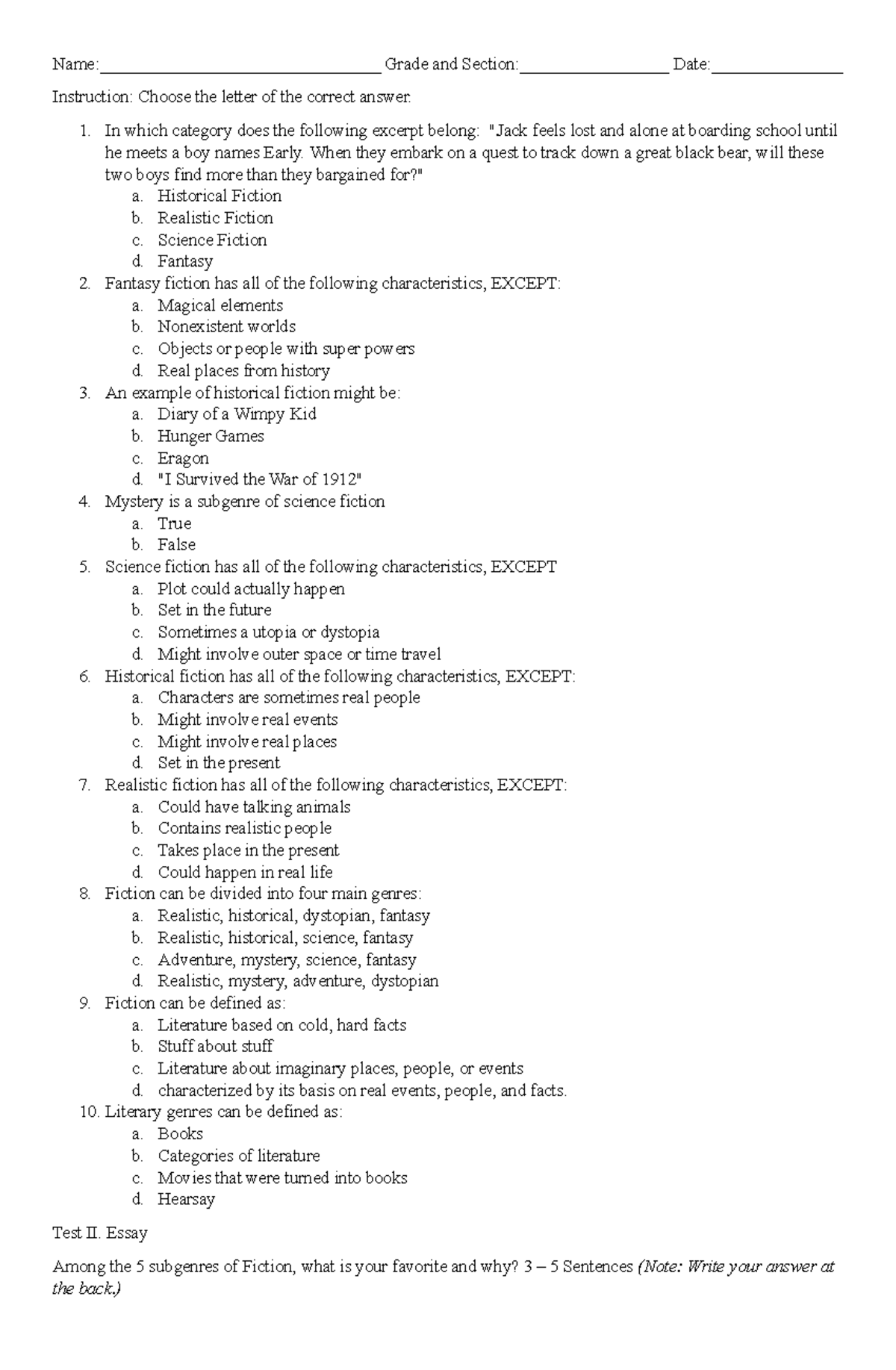 Assessment for College Demo - Name ...