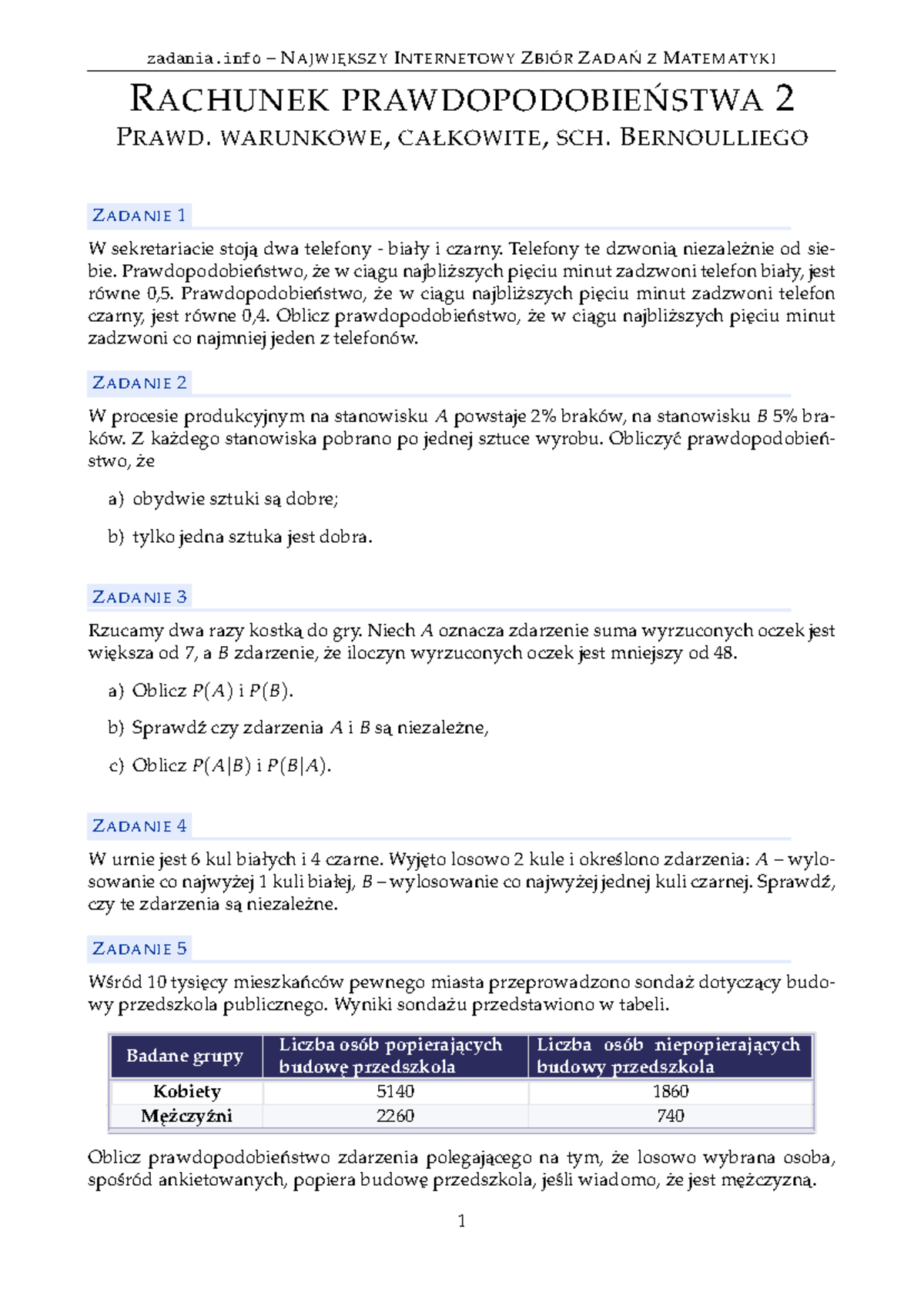 Pr2 war calk Bern - RACHUNEK PRAWDOPODOBIE ́NSTWA 2 PRAWD. WARUNKOWE ...