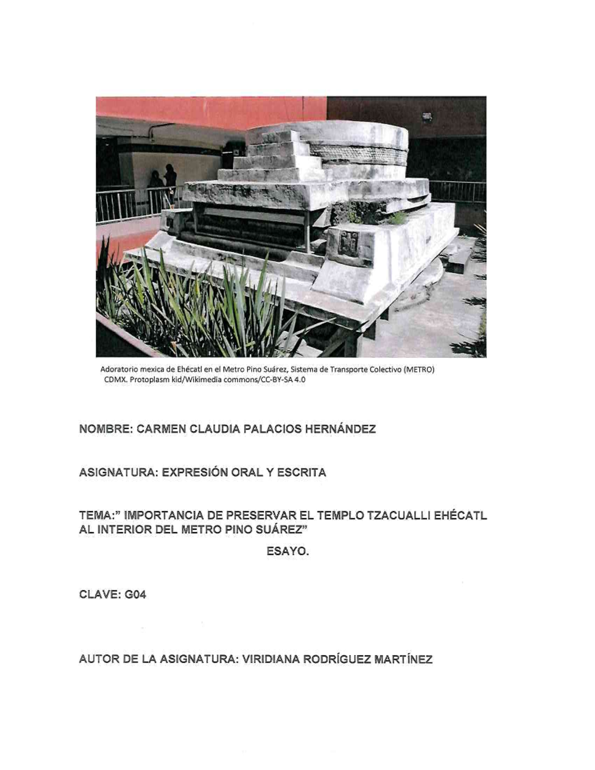 Ensayo Importancia de preservar el Templo Tzacualli Ehécatl al interior ...