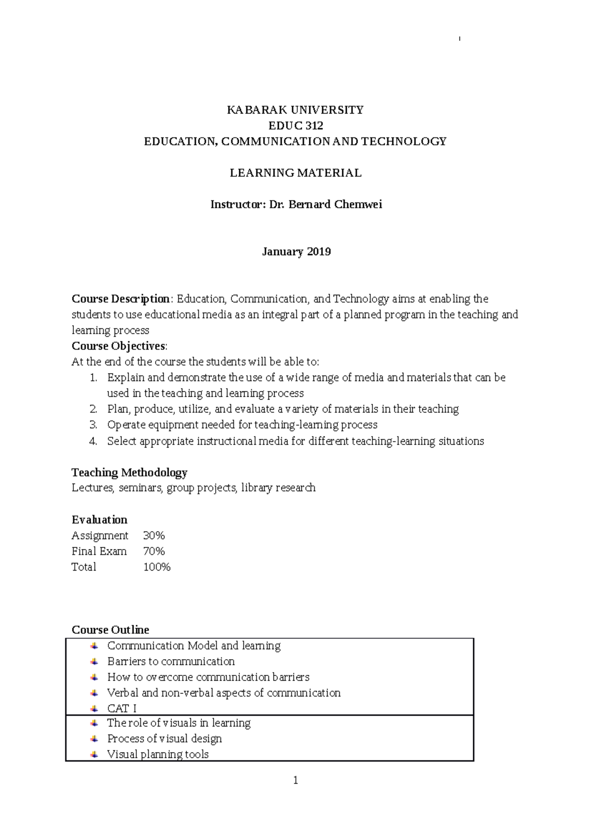 Educational communication technology notes 2018 - I KABARAK UNIVERSITY ...