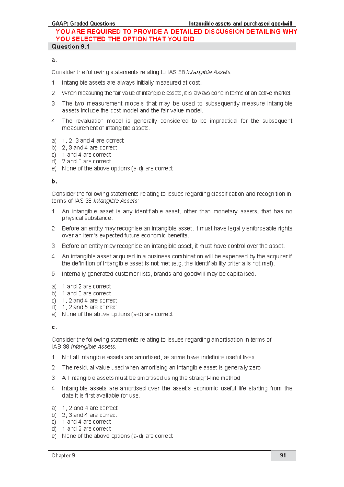 Intangibles Unseen Question - GAAP: Graded Questions Intangible assets ...