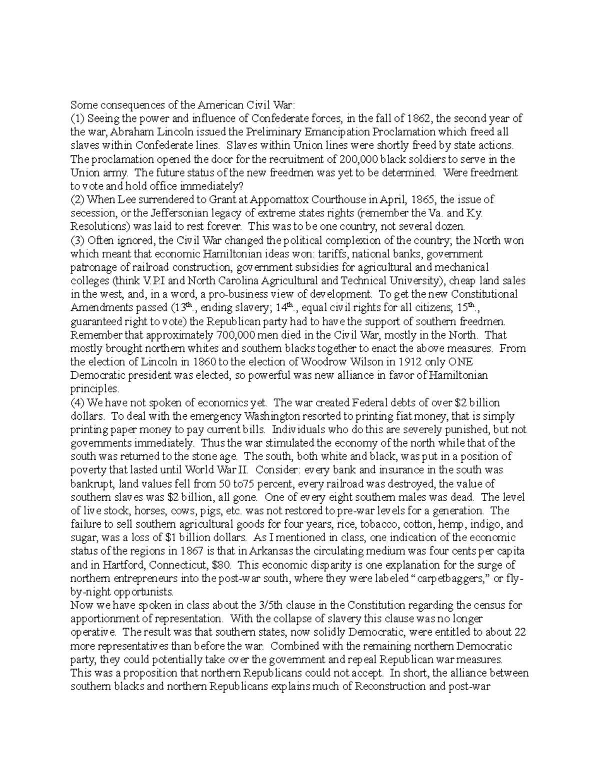 1. Some consequences of the American Civil War - Slaves within Union ...